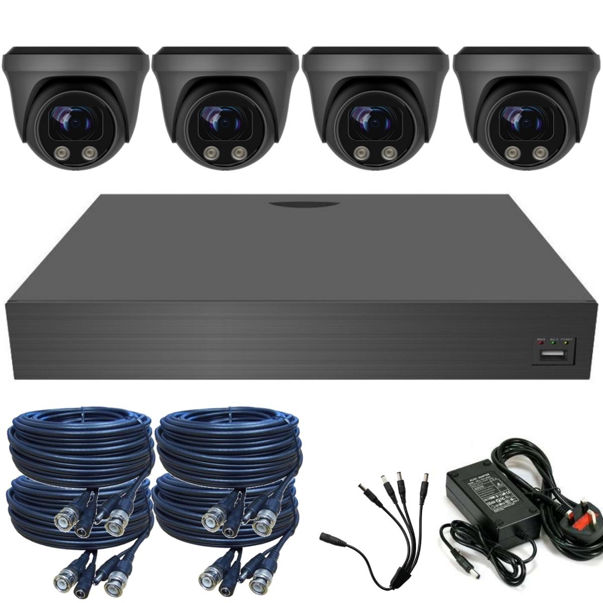 White Light 5MP UHD 2.8mm Fixed Ball Dome 4 Camera System | Cctv